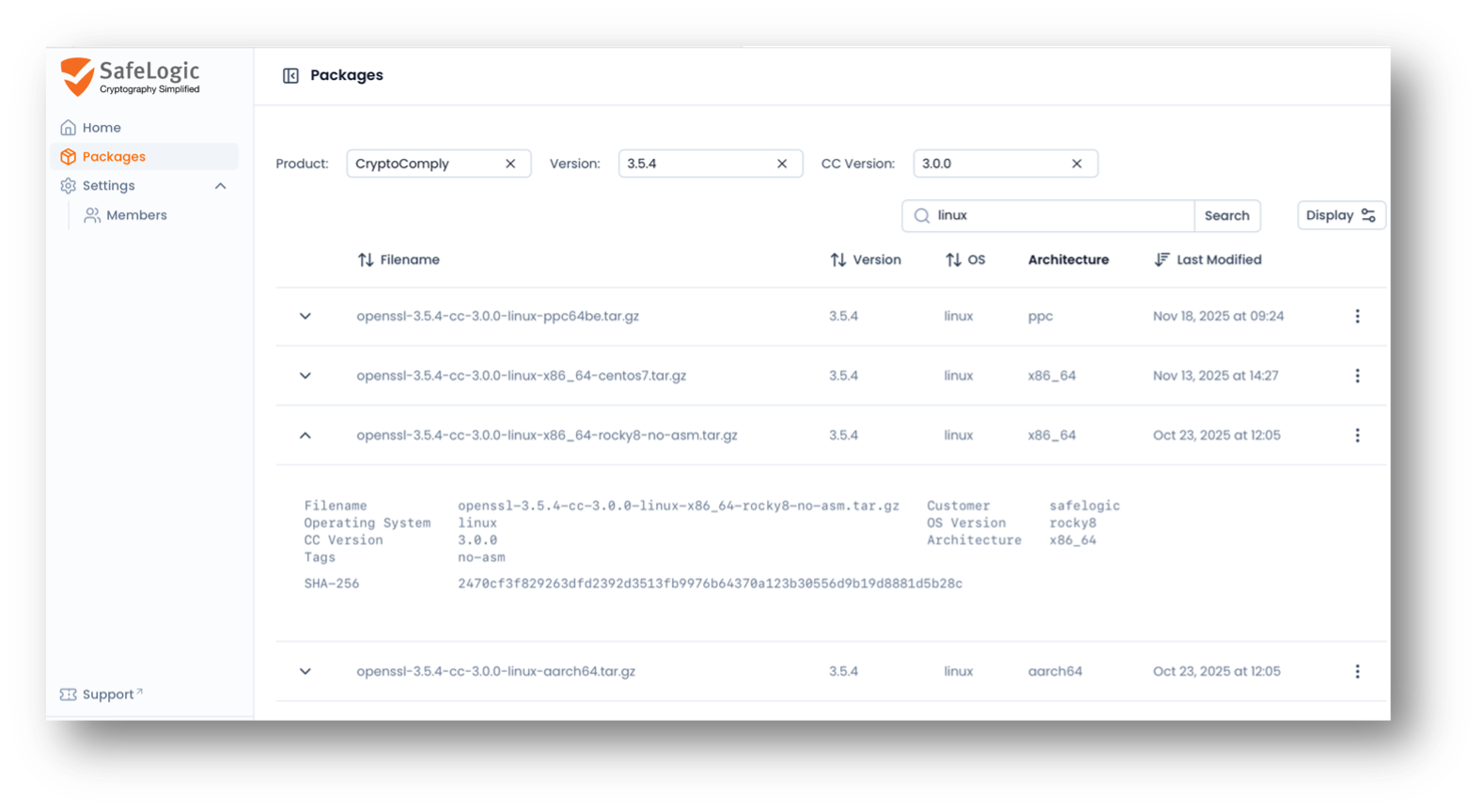 SafeLogic Customer Portal | Secure Access to CryptoComply Builds